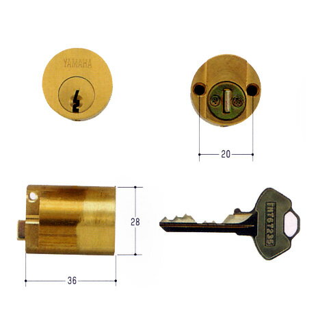 WEST取替シリンダー　ヤマハ　KW玄関用 カラー：ゴールド 写真をクリックすれば拡大写真が見れます。 寸法を確認してご購入下さい