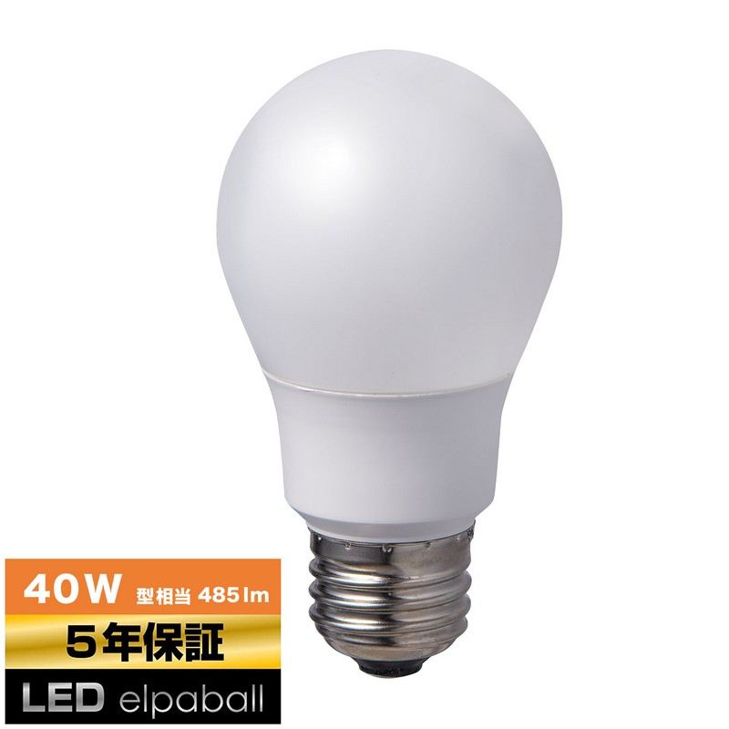 【商品説明】■交流電源：100V 50/60Hz共用■口金：E26■サイズ：全長102X外径55(mm)■質量：40g■定格消費電力：4.6W■定格入力電流：80mA■設計寿命：40000h■全光束：485lm■エネルギー消費効率：105....