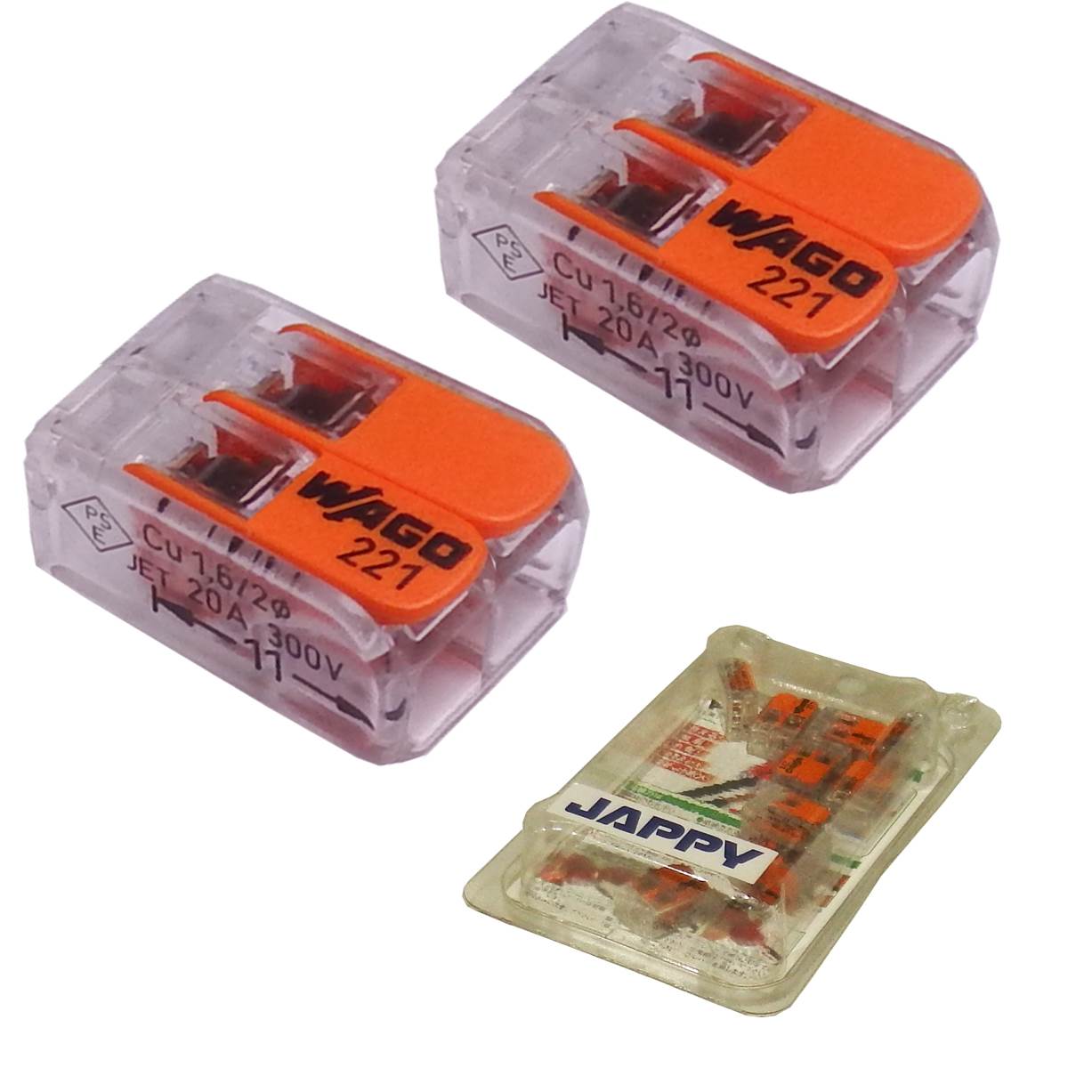 【仕様】●定格：20A 300V●通用電線：単線Φ1.6 Φ2.0mm●むき出し長さ：10mm●電線数：2本●仕様：クリアタイプ【商品説明】●単線・より線・可とう電線もOK！ワンタッチ結線なので工具不要！！