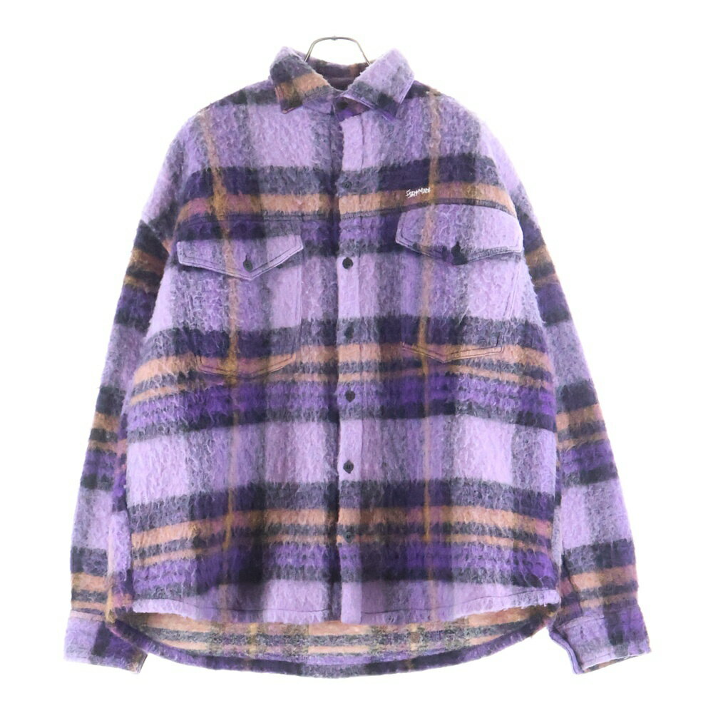 SELFMADE(セルフメイド)MOHAIR CHECK OVERSIZED SHIRT チェック柄 モヘア 長袖シャツジャケット パープル 22SM0734 ブランド SELFMADE 品名 MOHAIR CHECK OVERSIZED ...