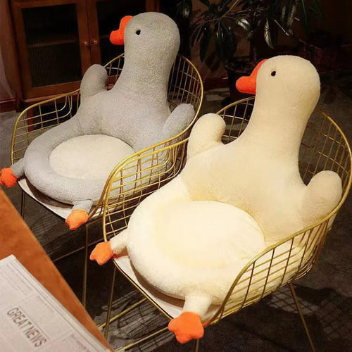 ぬいぐるみ クッション かわいい アヒ グレー イエロー