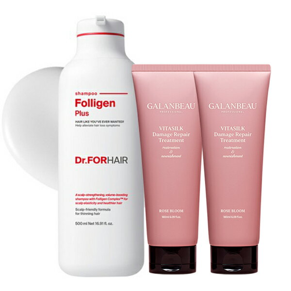 Folligen PLUS 2個 セット [Dr.Forhair ドクターフォーヘア] Folligen PLUS 敏感頭皮ケアシャンプー 500ml 1個 [Galanbeau ガランビュー] ビタシルク ダメージ リペア トリートメント...