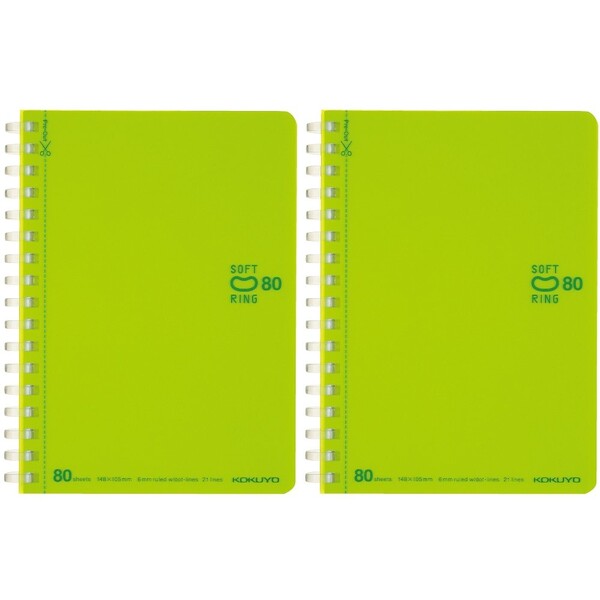 商品名まとめ買い コクヨ ソフトリングノート カラフル ドット入り罫線 カットオフ A6 ライトグリーン 80枚 2冊説明やわらかリングで書くときに気にならない「ソフトリングノート」に、持ち運びに便利なミニサイズが登場!【カラー】 ライトグ...