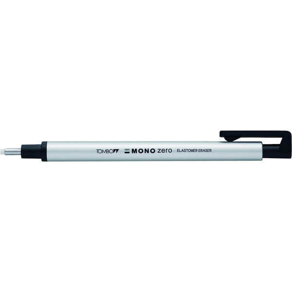 商品名トンボ鉛筆 ホルダー消しゴム モノゼロ 丸型 シルバー EH-KUR説明プロフェッショナルの精密修正から、パーソナルユースまで、「ピンポイント消し」の性能を極めた精密極細消しゴム MONO zero目的や使い方に応じて角型と丸型を選べ...