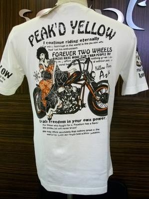 和柄・ロック・バイカー・ホットロッド・そしてお姉ちゃんとおいしいところをミックスした「Peak'd Yellow（ピークドイエロー）」の半袖T　PYT-125です。素材はコットン（綿）100％、サイズは36（XS）〜44（XL）まで、カラー...