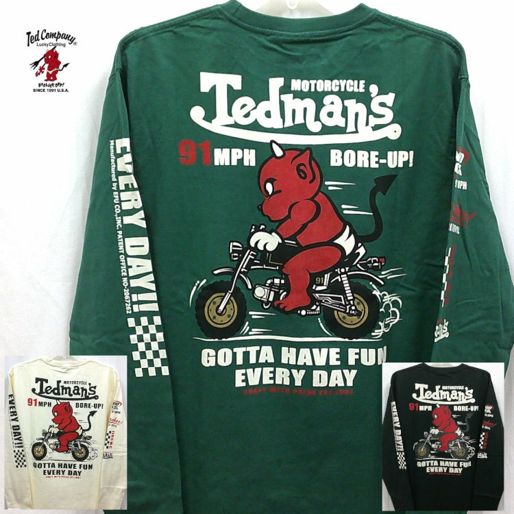 ★TEDMAN長袖T TED’S MOTORCYCLE★ アメカジ・ミリタリー・バイカーでは定番となった「TEDMAN（テッドマン）」のロンT（長袖T）　TDLS-365　TED’S MOTORCYCLEです。★素材：コットン（綿）100％...