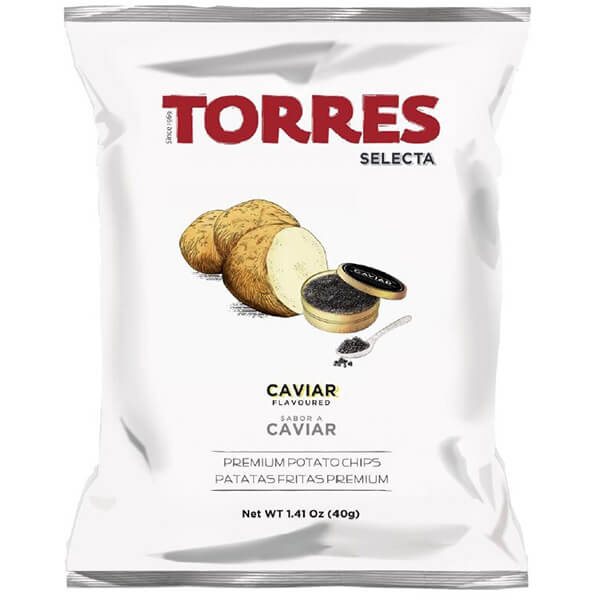 トーレス TORRES キャビア風味 ポテトチップスは非常に珍しいキャビアフレーバーのポテトチップス。 乾燥させたスペイン カタルニア産のキャビアとキャビアのアロマで風味づけしています。 おやつ感覚としても、シャンパンなどと一緒に食事前のア...