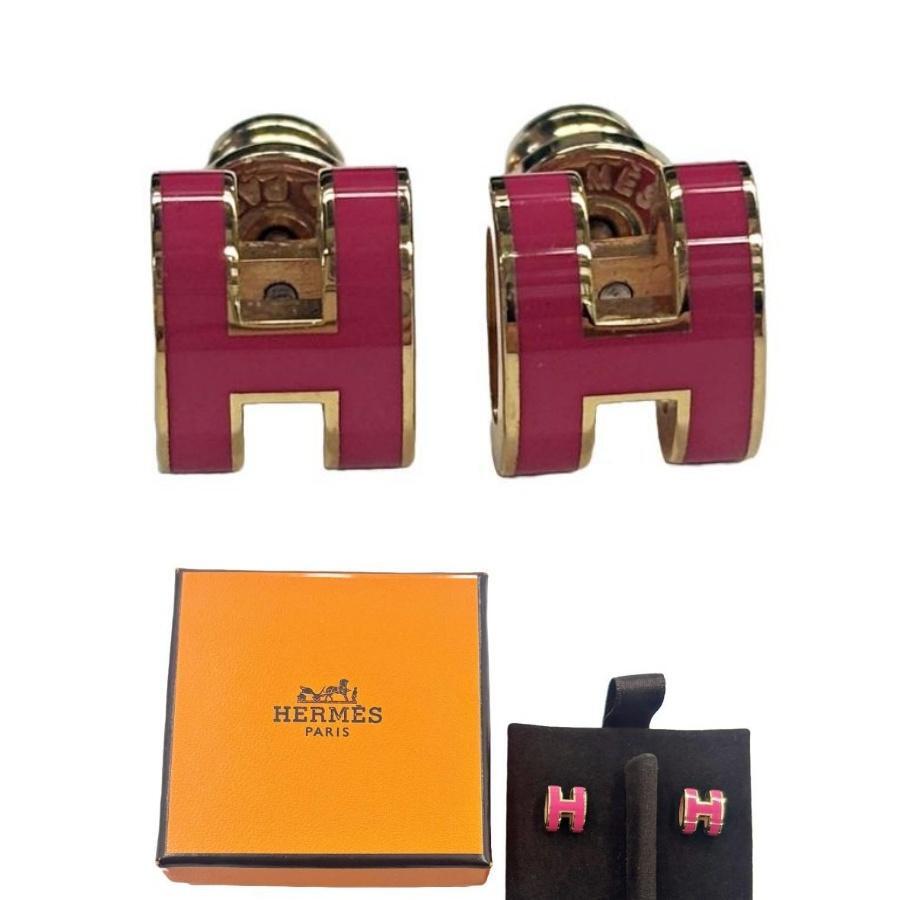 【ブランド名】エルメス 【商品名】ポップアッシュHミニ ピアス 【素 材】メタル　GP 【カラー】ローズエレクトム 【サイズ】H:約0.9cm W:約0.75cm 【付属品】箱 【コンディション】 中古品Aランク キャッチ部分にわずかに小キ...