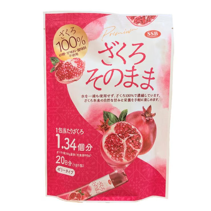 ざくろそのまま 20g x 20袋 水を一滴も使用しない、ざくろ100％の濃縮ゼリーです。 ざくろ本来の味わいを手軽に楽しめる、個包装タイプのゼリーです。 ざくろ100％の濃縮ゼリー ざくろをぎゅっと濃縮した、素材感のあるゼリーです。 1包...