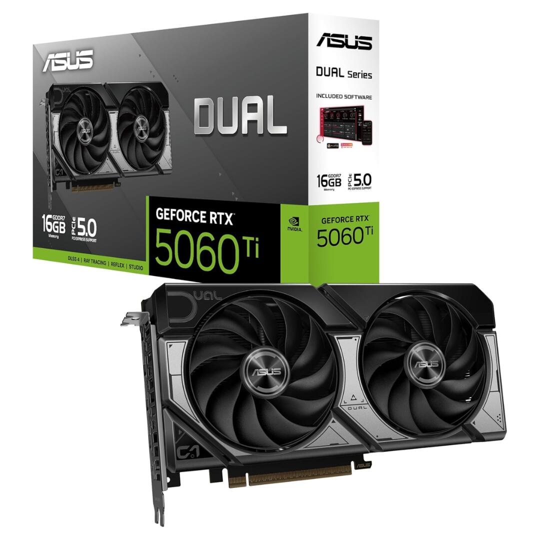 ASUS NVIDIA GeForce RTX 5060 Ti グラフィックボード DUAL-RTX5060TI-O16G 16GB GDDR7 DUAL-RTX5060TI-O16G SFF対応 2.5スロット設計：互換性と冷却効率を最大...