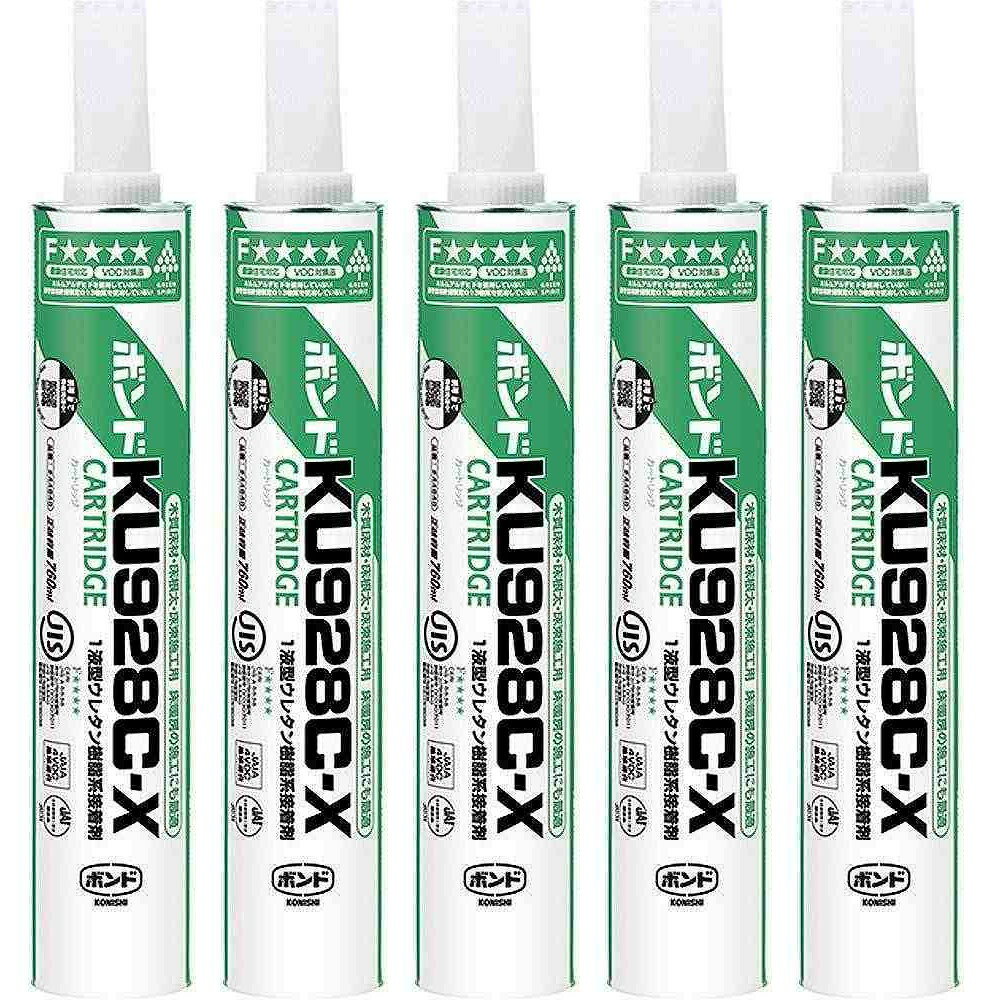 コニシ - ボンド KU928C-X 1液型ウレタン樹脂系接着剤(760ml) 特長 ●健康住宅対応、VOC対策品、耐熱性、耐水性、床鳴防止、均一塗布ノズル。●木質フロア仕上げ材、床暖房用木質床材、束の接着。 仕様 ●成分：ウレタン樹脂系無...