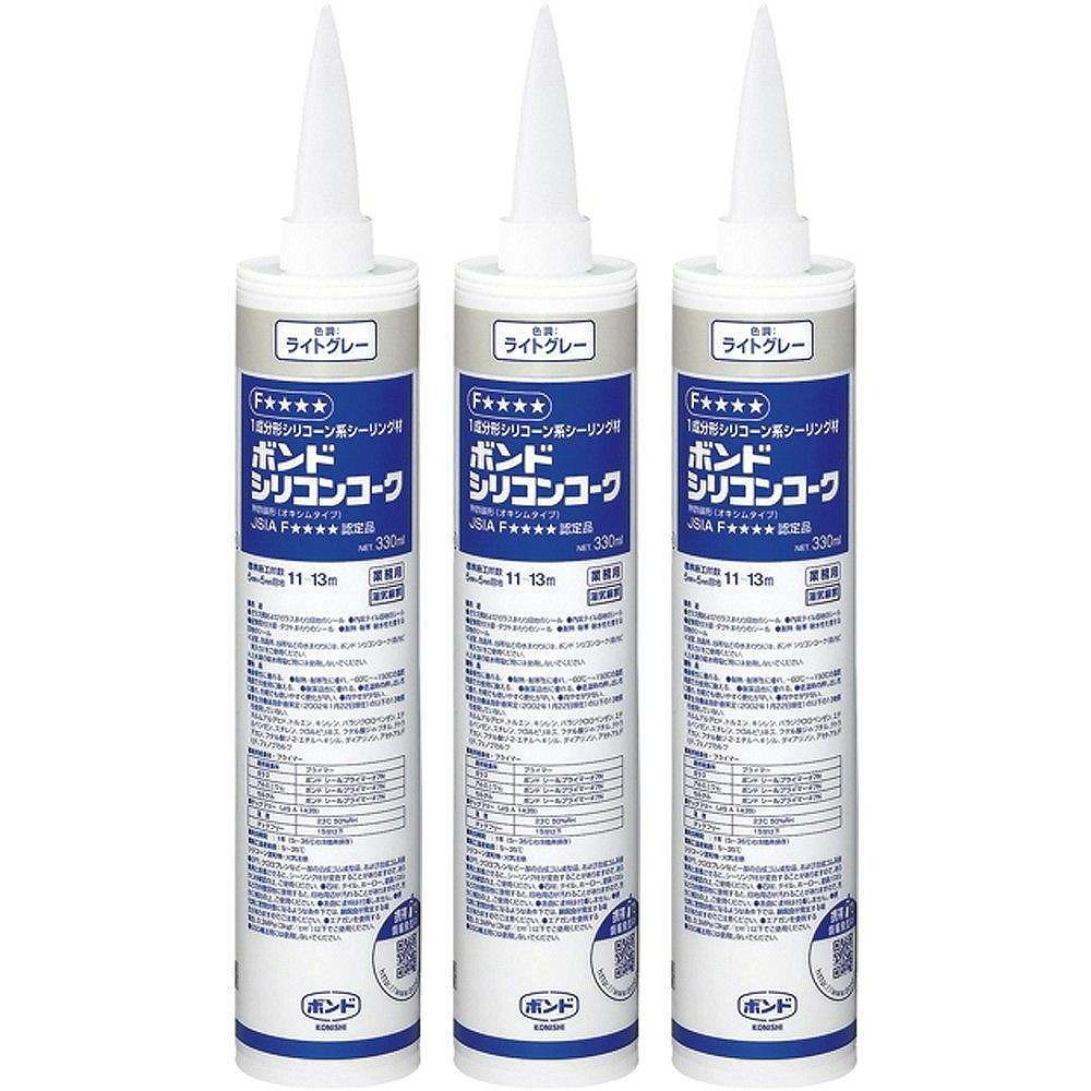 コニシ - ボンド シリコンコーク ライトグレー(330ml) 特長 ●弾力性、高耐水性、耐熱性、耐寒性、耐久性、耐候性、塗装不可。●建築物の内外装を問わずに使える高性能シーリング材。●水まわりの用途にも。●建物のガラスやサッシまわりの水密...
