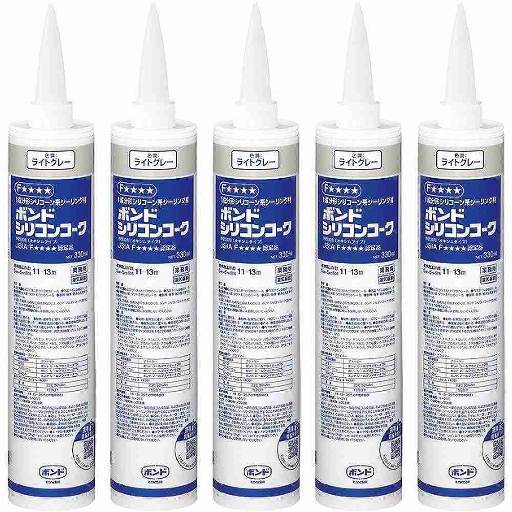 コニシ - ボンド シリコンコーク ライトグレー(330ml) 特長 ●弾力性、高耐水性、耐熱性、耐寒性、耐久性、耐候性、塗装不可。●建築物の内外装を問わずに使える高性能シーリング材。●水まわりの用途にも。●建物のガラスやサッシまわりの水密...