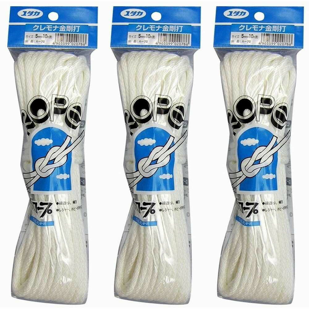 ユタカメイク - クレモナ金剛打ロープ(5mm×10m) - A-76 特長 ●強度・耐久性・耐候性に優れたロープ。●摩擦抵抗が少なく、ねじれにくい。●各種結束、テント・タープ用等。 仕様 ●ビニロン ご注意 ●取り扱い説明書に記載されてい...