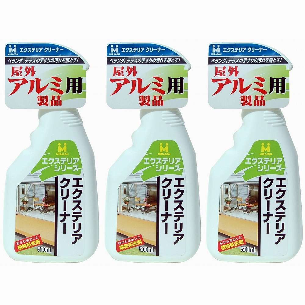 日本ミラコン産業 - エクステリア クリーナー(500ml) - EXT-01 特長 ●アルミ製品、バルコニー、ベランダ、テラスの手すりや床、人工木デッキ、雨戸、シャッターなどの黒焼け、花咲、埃、排気ガスの汚れを落します。●用途：アルミ製バ...
