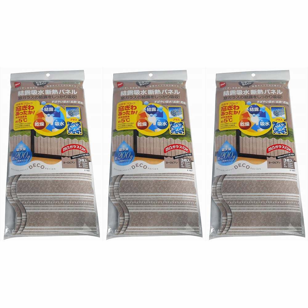 ニトムズ - 結露吸水断熱 パネル ヨーロピアン(30cm×25cm) 3枚入 - E1067 特長 ●窓ガラスの結露をしっかり吸収。●冷気をブロック窓際あったか。●表面温度差約5℃（※パネルを貼りつけたときのガラス表面との温度差。当社測定...