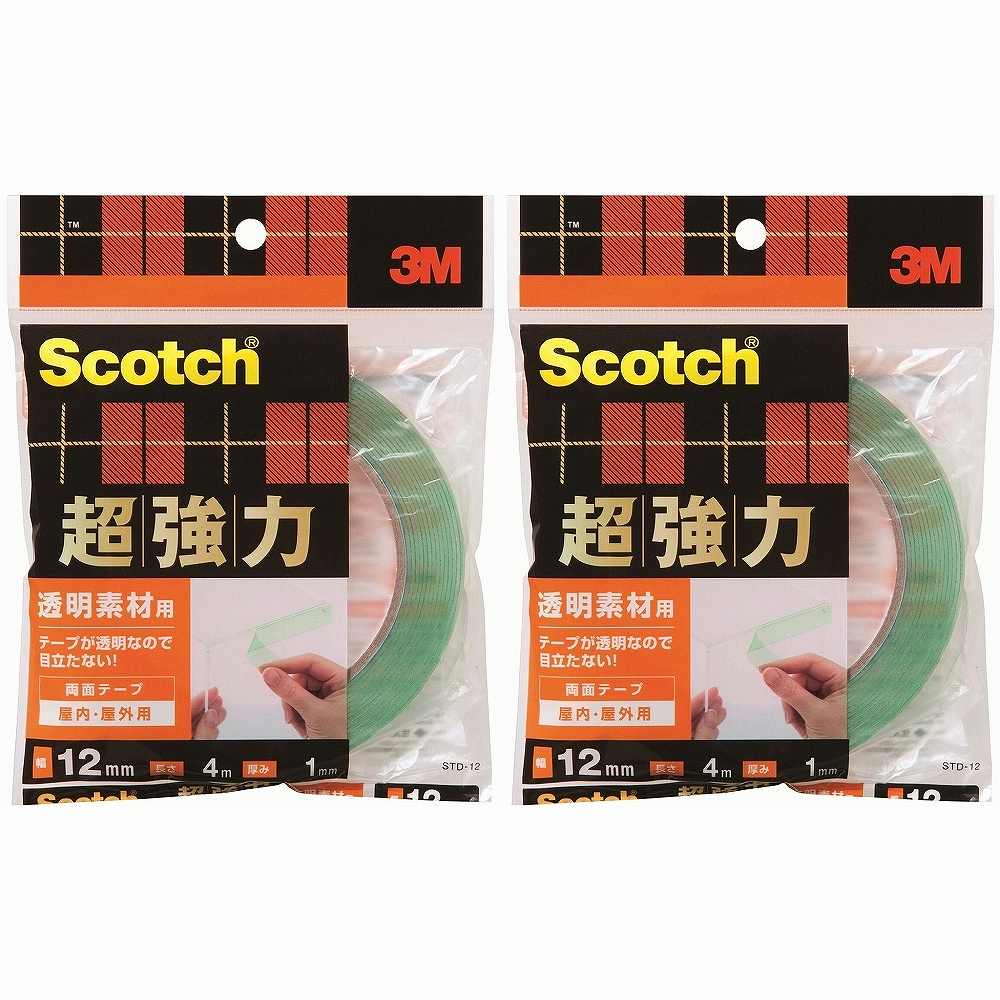 スリーエムジャパン(3M) - スコッチ 超強力両面テープ 透明素材用(12mm×4m) - STD-12 特長 ●テープが透明なので、貼ったところが目立たない。●使用温度範囲（-20℃50℃）。●屋外でも使えます。 仕様 ●基材：アクリル...