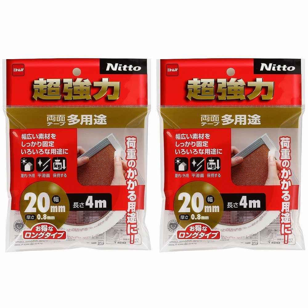 特長●手で切れ幅広い素材をしっかり固定、いろいろな用途に対応します。●薄手で目立たずきれいに接着します。用途●一般多用途。仕様●幅(mm)：20●長さ(m)：4●厚さ(mm)：0.8●色：ホワイト仕様2●粘着力：24.8N/25mm材質／仕...
