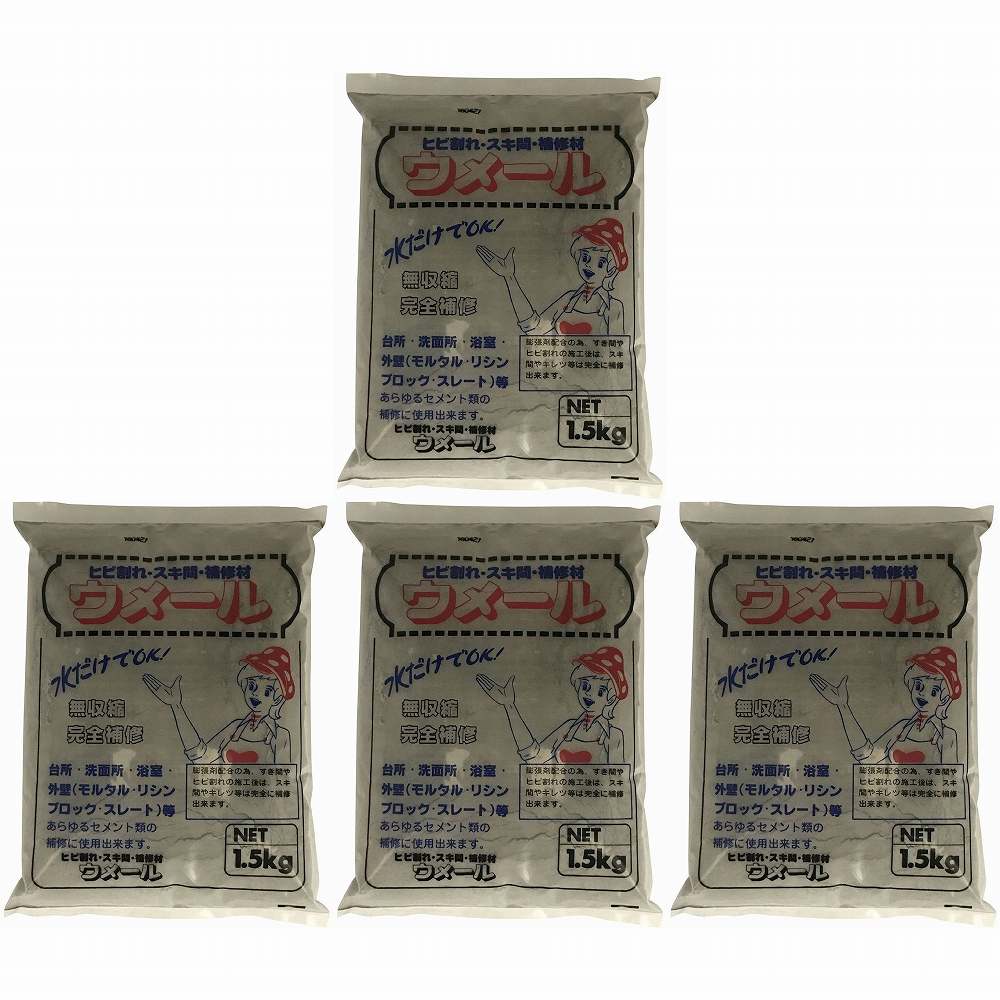 家庭化学工業 - ウメール ヒビ割れ・スキ間・補修材 グレー(1.5kg) 特長 ●膨張剤配合。●無収縮タイプ。 仕様 ●成分：ポルトランドセメント、砂、その他 ご注意 ●セメントは強アルカリ性なので施工時は必ず手袋等を使用してください。家...
