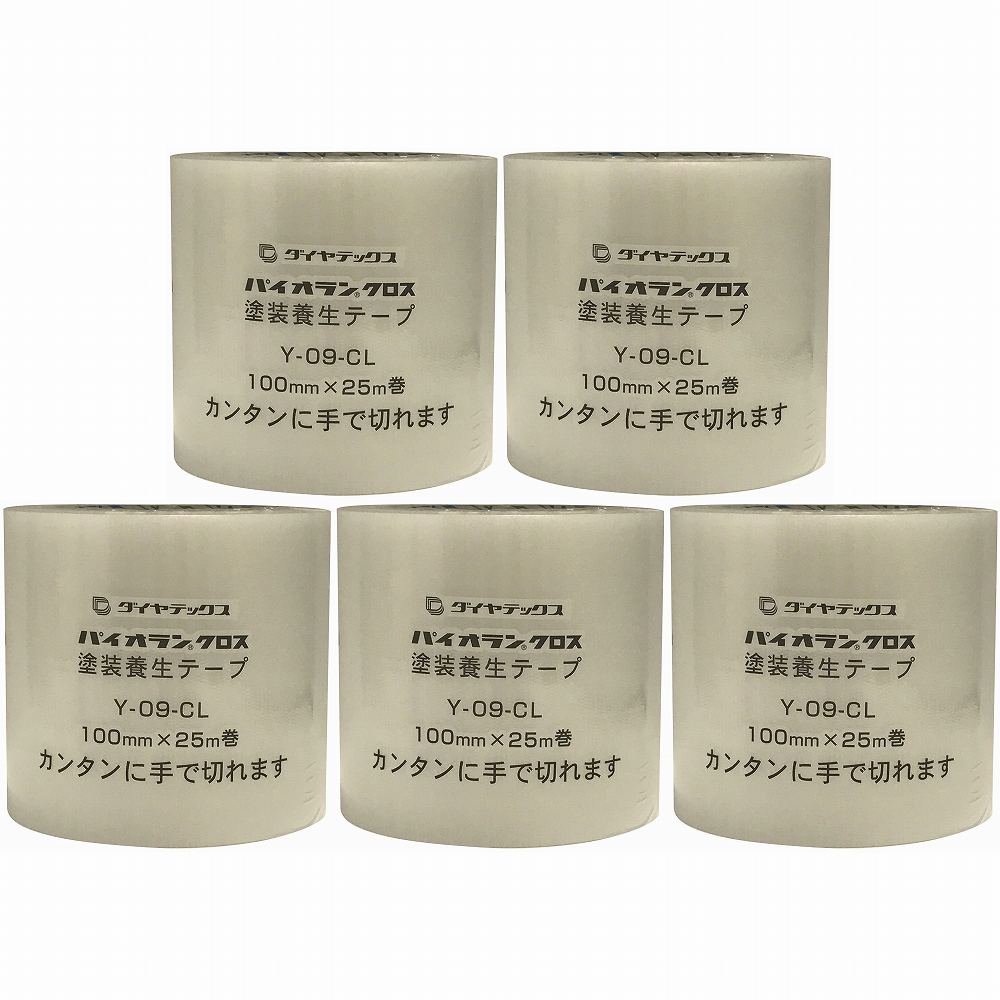 ダイヤテックス - パイオラン 塗装養生用テープ Y-09-CL100 クリア(100mm×25m) 特長 ●軽くて、水にも強く、使いやすい。●強粘着タイプ。●糊残りが少ない。●手切れ性◎。 仕様 ●基材：ポリエチレン●粘着剤：特殊アクリル...