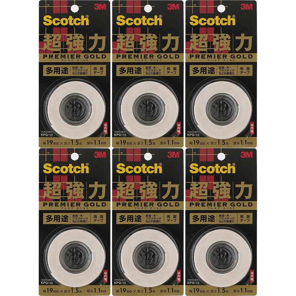 スリーエムジャパン(3M) - スコッチ 超強力両面テープ プレミアゴールド 多用途(19mm×1.5m) - KPG-19 特長 ●金属・木・プラスチックなどの接着に。●多用途。●強靭なアクリルフォーム基材に、特殊アクリル系粘着材を塗布し...