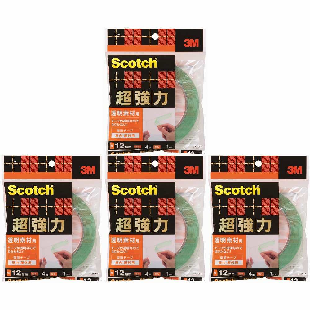 スリーエムジャパン(3M) - スコッチ 超強力両面テープ 透明素材用(12mm×4m) - STD-12 特長 ●テープが透明なので、貼ったところが目立たない。●使用温度範囲（-20℃50℃）。●屋外でも使えます。 仕様 ●基材：アクリル...
