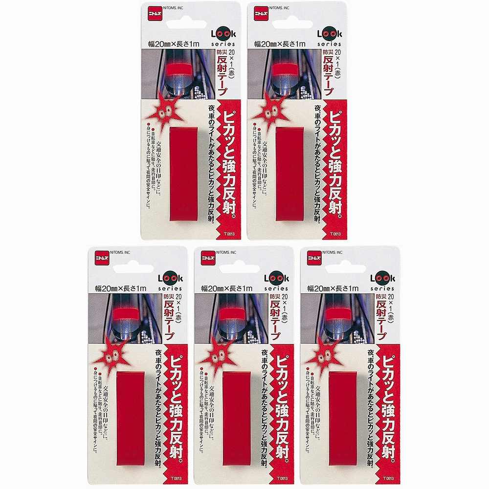 ニトムズ - 防災反射テープ 赤(20mm×1m) - T0613 特長 ●光りがあたるとその光りを元の光源に向けて反射。●ヘルメットや自転車のドロよけ等の曲面にもよくなじみます。 仕様 ●基材：アクリル系樹脂、ガラス球、アルミ●粘着剤：ア...