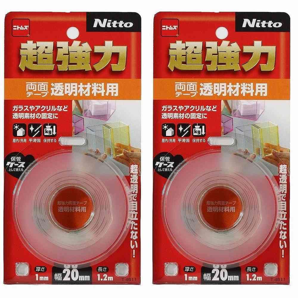 特長●超透明で目立たない基材なので透明素材の接着に最適です。用途●ガラスやアクリルなど透明素材の固定に。仕様●幅(mm)：20●長さ(m)：1.2●厚さ(mm)：1●色：透明仕様2●粘着力：7.56N/10mm材質／仕上●基材：アクリル●粘...