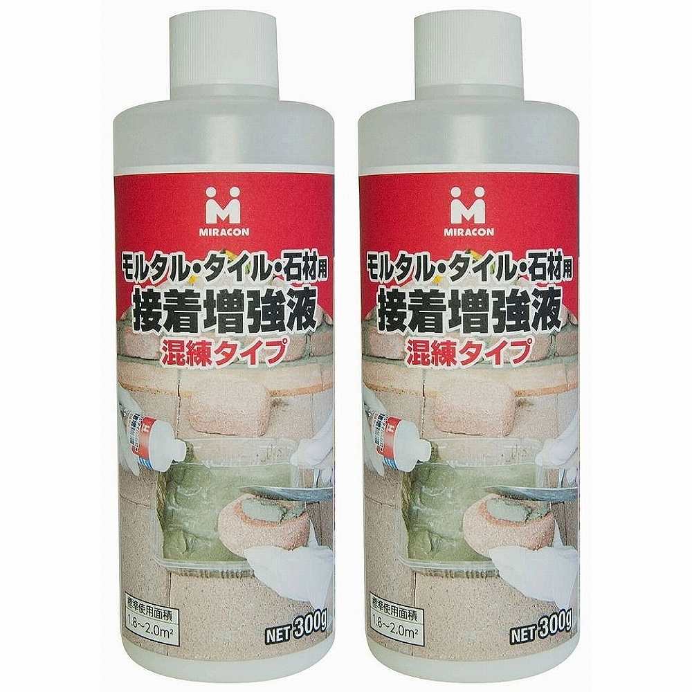 日本ミラコン産業 - 石材用接着増強液 混練タイプ(300g) - MR-009 特長 ●コンクリートやモルタル等の下地にモルタル、タイル、石材等を接着する時にセメントに混練する接着増強液です。●はがれ落ちや亀裂防止、表面硬化増強の効果があ...