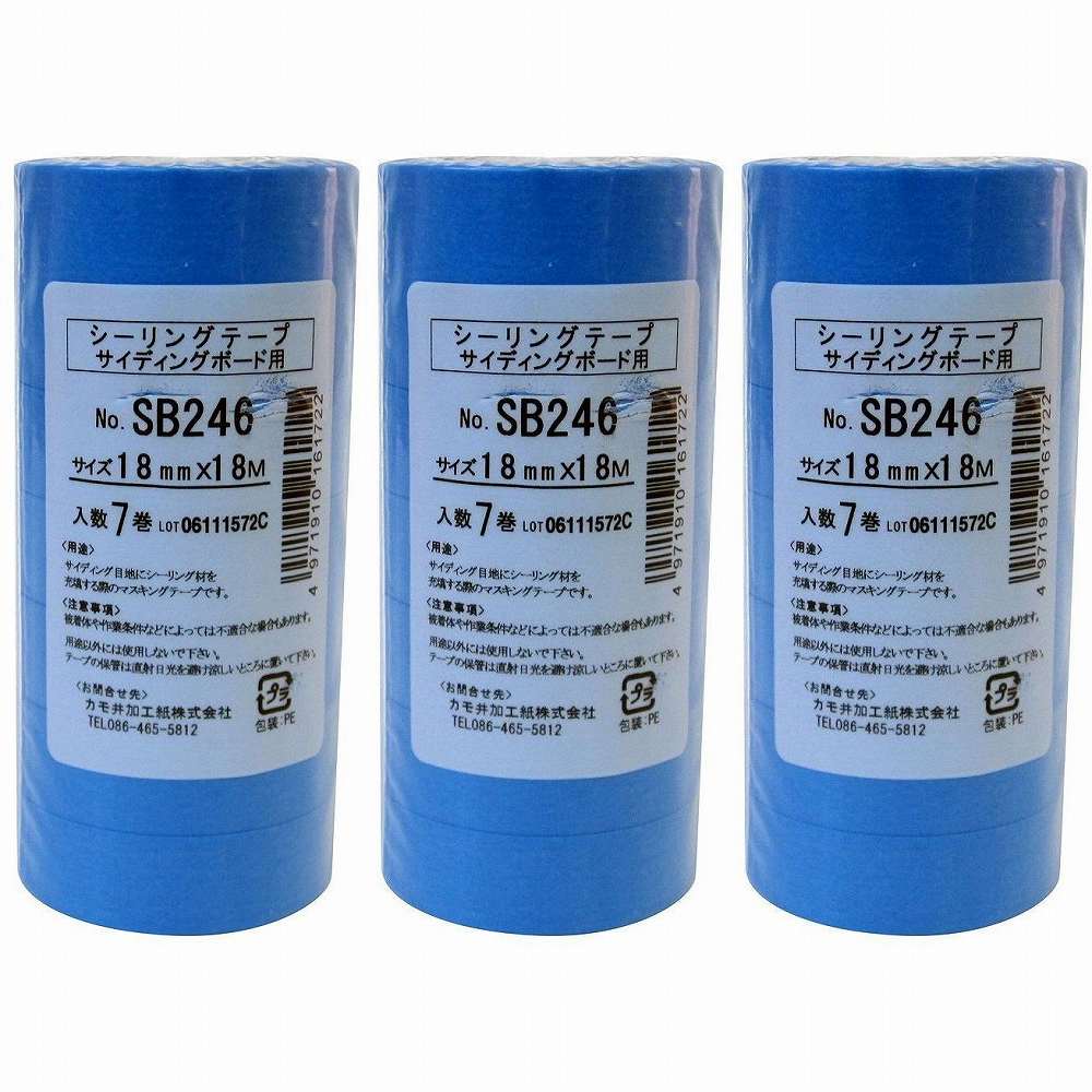 カモ井加工紙 - シーリングテープ セルフクリーニングボード用 SB246(18mm×18m) 7巻入 特長 ●砂まきタイプ以外のサイディングボードに適し、サッシ側に貼っても糊残りなく、紙切れしません。 仕様 ●基材：和紙●粘着剤：アクリル...