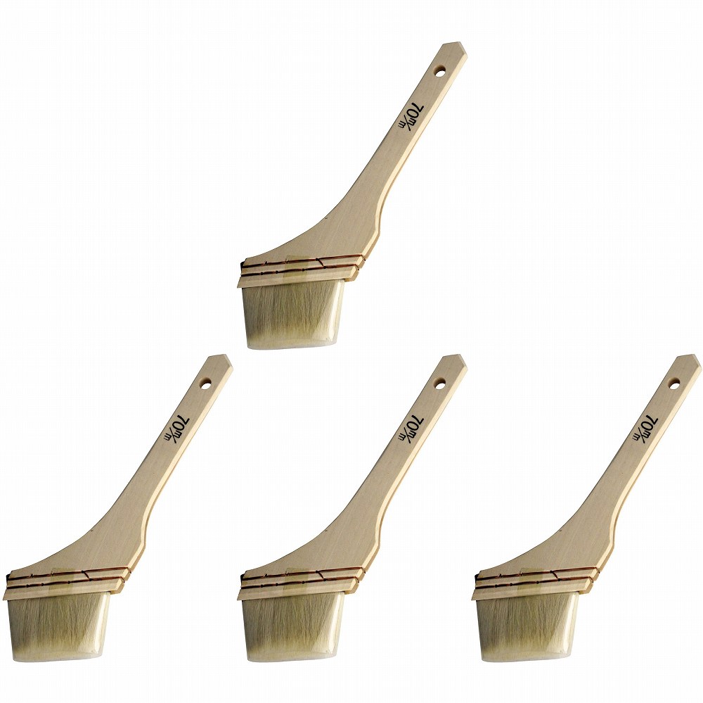 大刷毛製造 特用無印刷毛 筋違 白 70mm 特長 ●安価な使い捨て万能刷毛です。 仕様 ●毛：化繊・山羊●ハンドル：木 ご注意 ●用途以外に使用しないでください。●毛払いをしないで使用しますと、抜け毛が塗装面に付着する場合がありますので、...