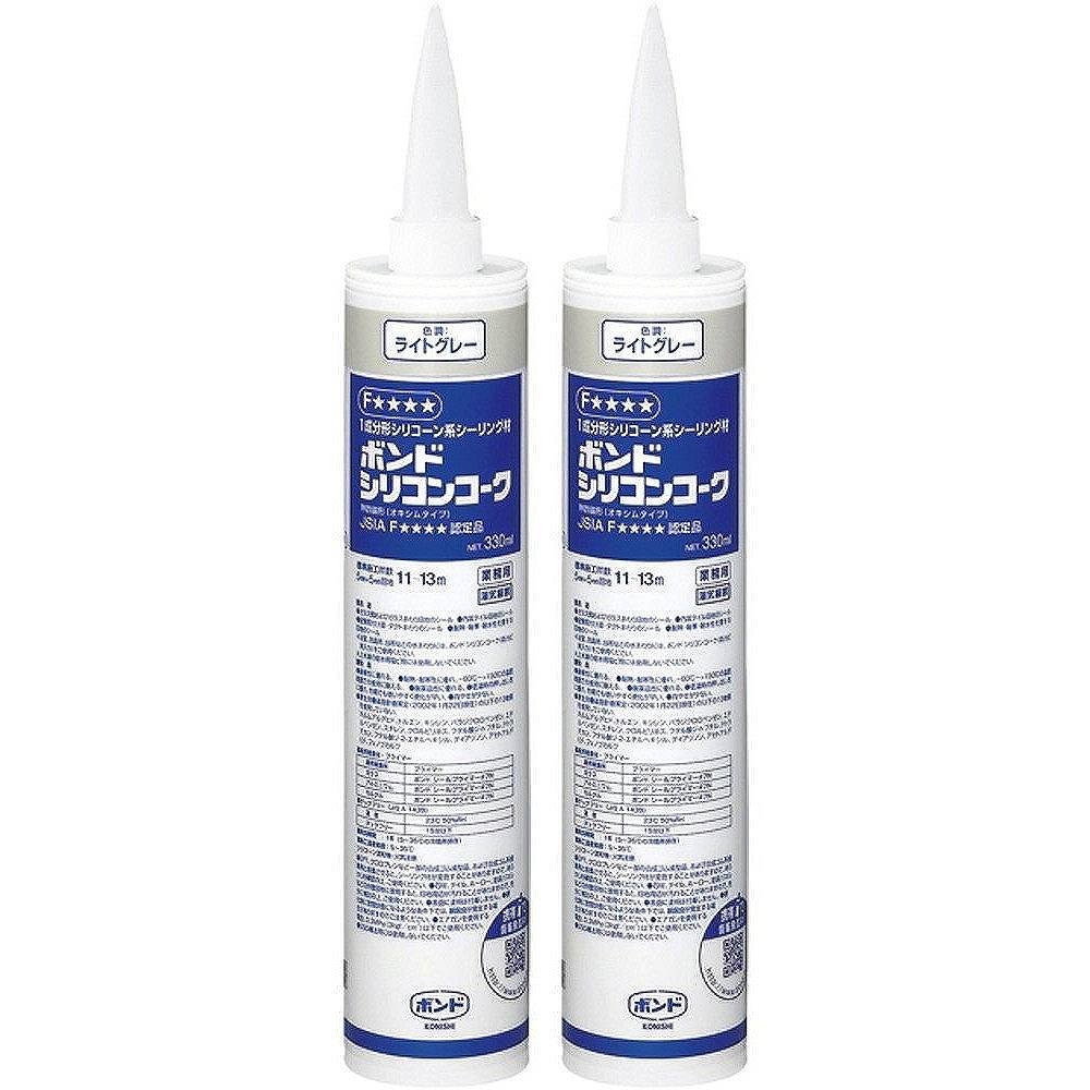 コニシ - ボンド シリコンコーク ライトグレー(330ml) 特長 ●弾力性、高耐水性、耐熱性、耐寒性、耐久性、耐候性、塗装不可。●建築物の内外装を問わずに使える高性能シーリング材。●水まわりの用途にも。●建物のガラスやサッシまわりの水密...