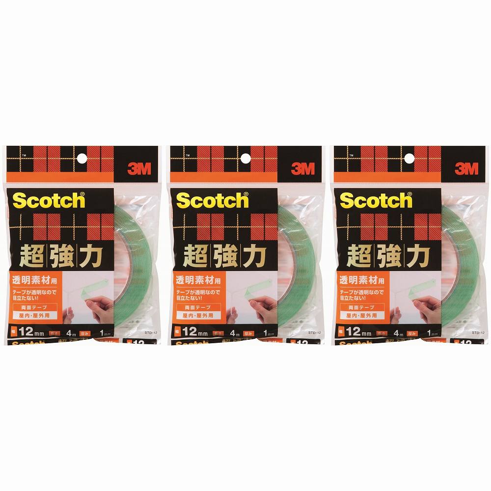スリーエムジャパン(3M) - スコッチ 超強力両面テープ 透明素材用(12mm×4m) - STD-12 特長 ●テープが透明なので、貼ったところが目立たない。●使用温度範囲（-20℃50℃）。●屋外でも使えます。 仕様 ●基材：アクリル...