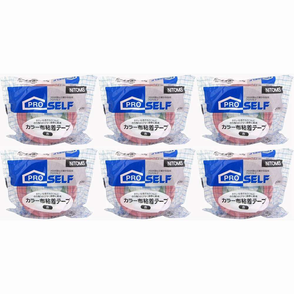 ニトムズ - カラー布粘着テープ No.756 赤(50mm×25m) - J5391 特長 ●きれいな色でカラフルに色分け出来ます。●宅配便・小包などの包装に。●紙箱など角の補強に。●結束・仮止め・万能補修用に。 仕様 ●粘着剤：ゴム系粘...