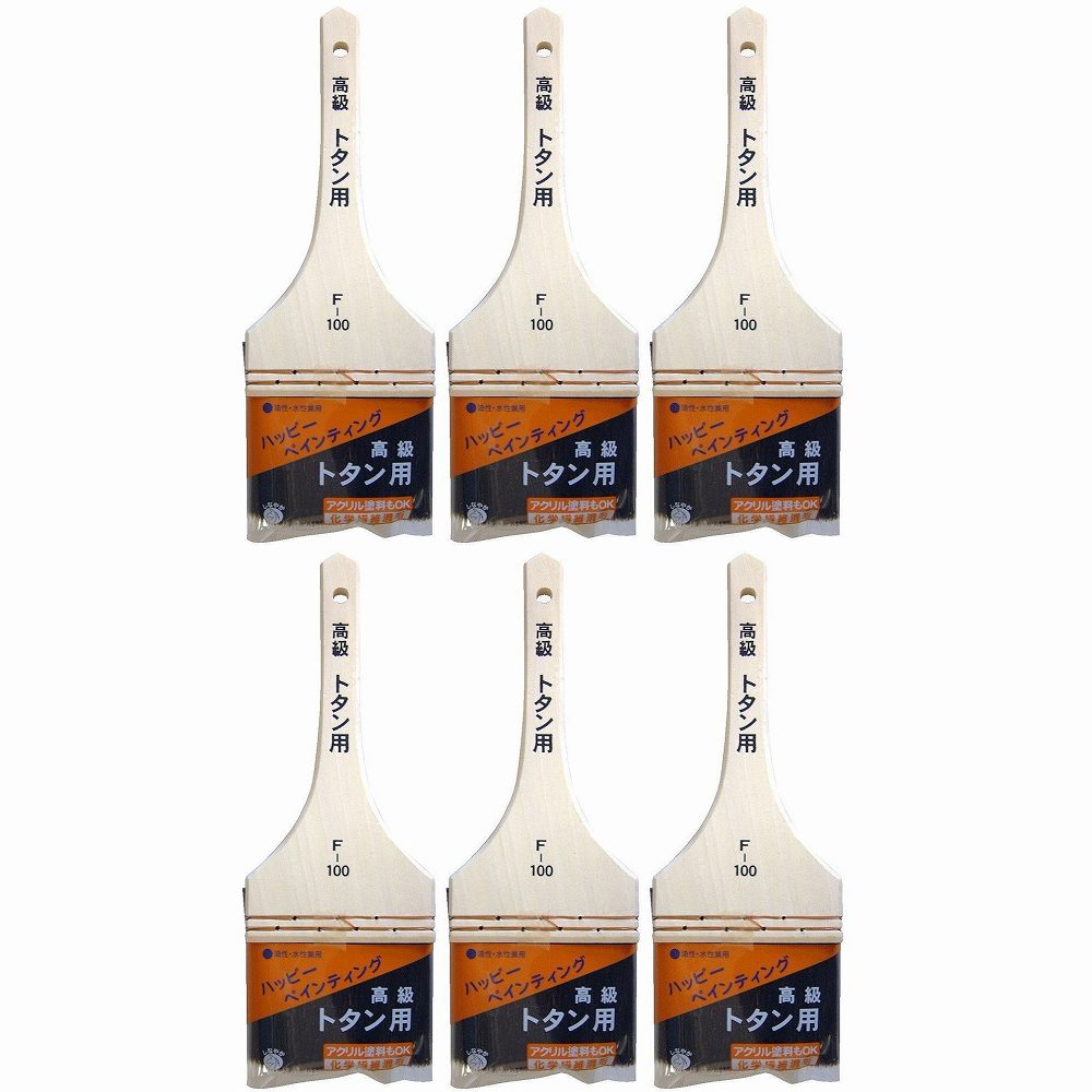 ハンディ・クラウン - 高級トタン用刷毛 F-100(100mm) 特長 ●弾力性のある馬毛と固まりにくい化学繊維の毛を混毛の刷毛なので、速乾性塗料にも適応できます。●トタン屋根・トタン板・波トタンを塗装するのに適した刷毛です。 仕様 ●毛...