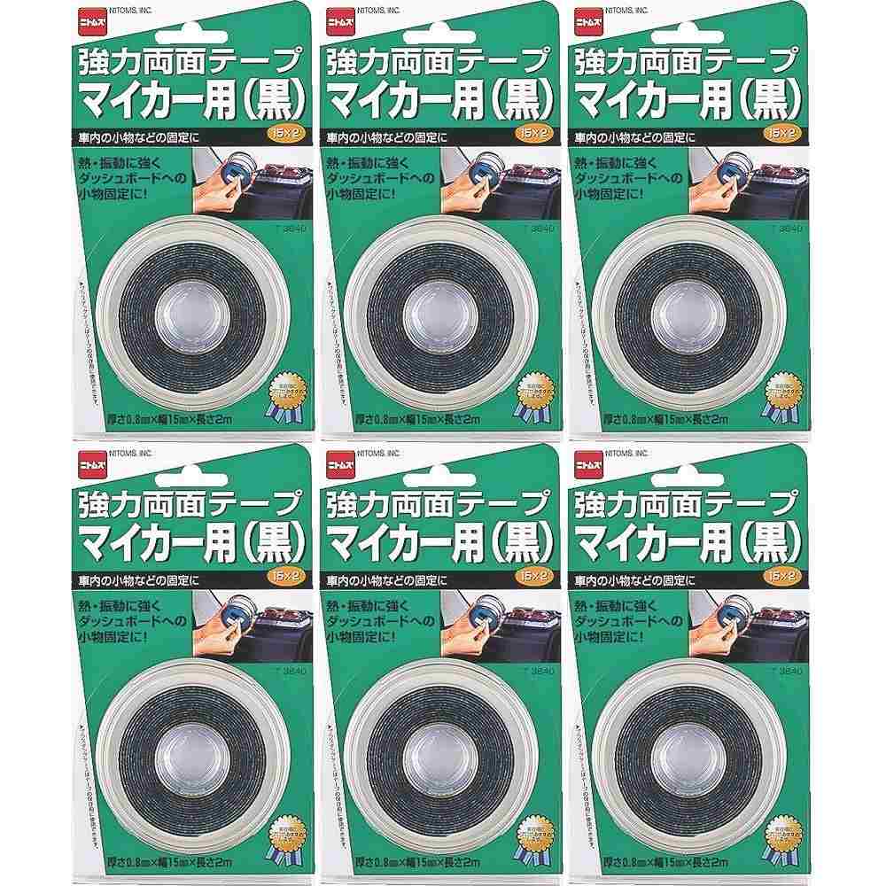 ニトムズ - 強力両面テープ マイカー用 黒(15mm×2m) - T3840 特長 ●熱・振動に強く、ダッシュボードへの小物固定に。 仕様 ●基材：ポリエチレンフォーム●粘着剤：アクリル系粘着剤●はくり紙：紙 ご注意 ●用途以外には使用し...