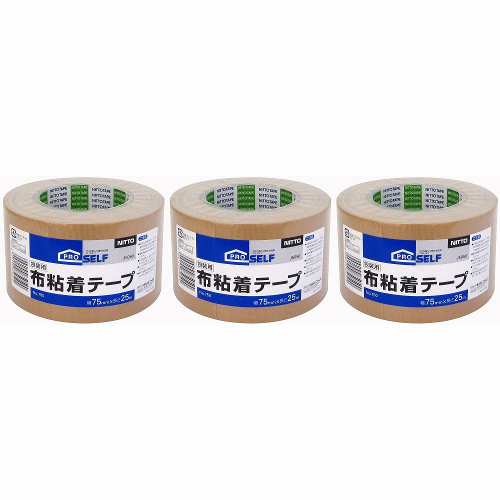 ニトムズ - 布粘着テープ No.750 シュリンク(75mm×25m) - J5050 特長 ●信頼の逸品、超ロングセラーの布テープ。●宅配便・小包などの包装に。●紙箱など角の補強に。●結束・仮止め・万能補修用に。 仕様 ●基材：布●粘着...
