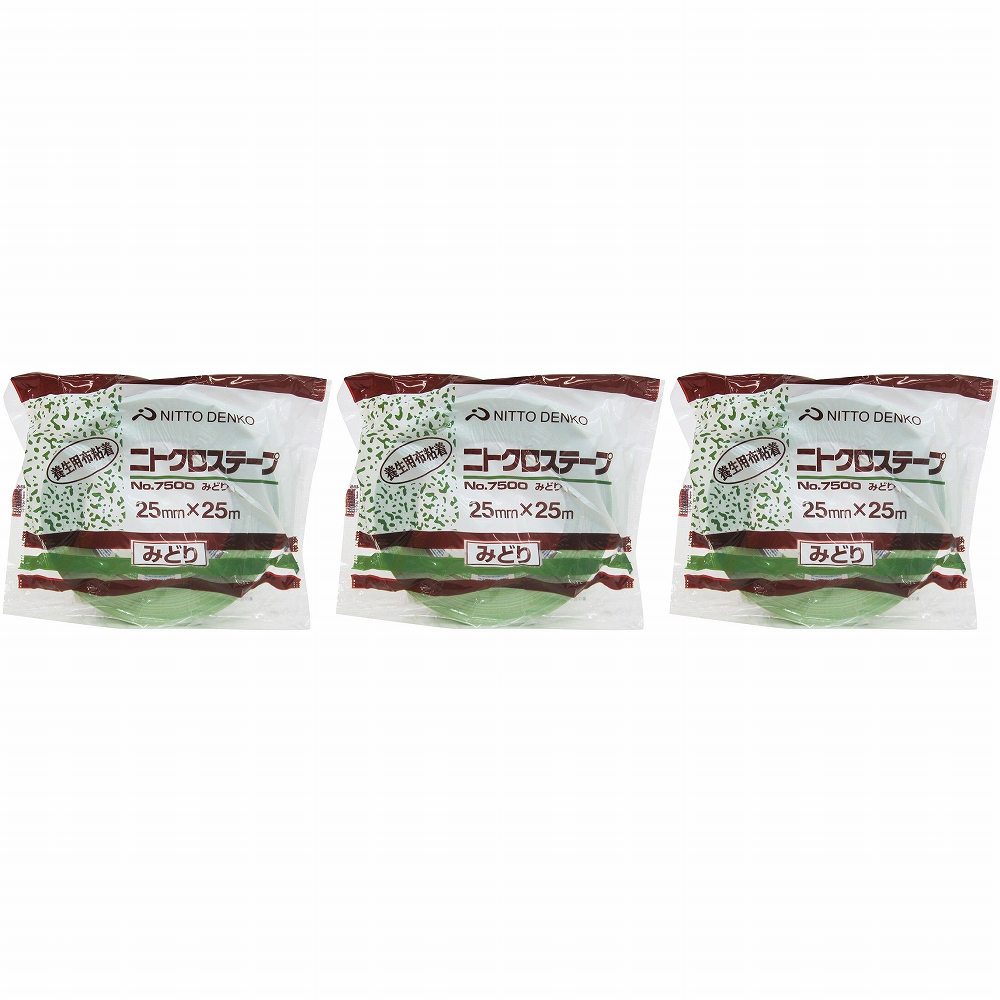 ニトムズ - 養生用布粘着 ニトクロステープ No.7500 緑(25mm×25m) - M-198 特長 ●耐候性に優れ、季節にかかわらず、のり残りがほとんどありません。●見切りが良く、外装塗装の養生用としても使用できます。 仕様 ●粘着...