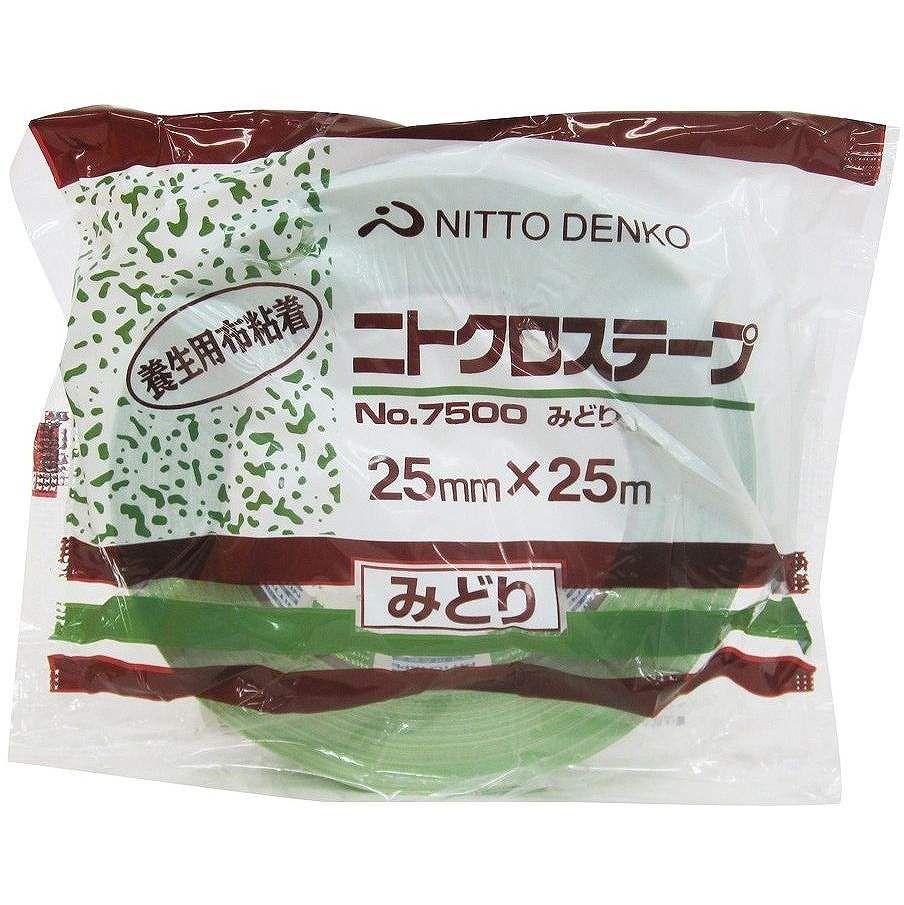 ニトムズ - 養生用布粘着 ニトクロステープ No.7500 緑(25mm×25m) - M-198 特長 ●耐候性に優れ、季節にかかわらず、のり残りがほとんどありません。●見切りが良く、外装塗装の養生用としても使用できます。 仕様 ●粘着...
