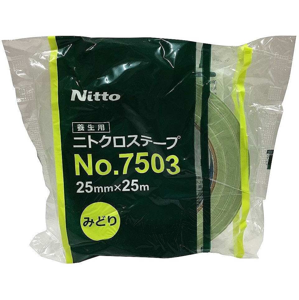 ニトムズ - 養生用 ニトクロステープ NO.7503 緑(25mm×25m) - PS6201WR 特長 ●基材の布に特殊粘着剤を塗布しました。●粘着力、カット性、強度、耐候性などをそなえています。●作業しやすく、はがした後にのりが残りに...