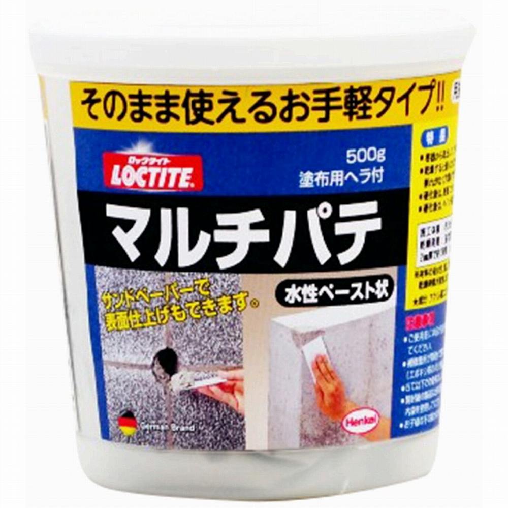 LOCTITE　補修材　マルチパテ　灰色　500gJAN：4976742212222メーカー：ヘンケルジャパン（株） / ブランド：LOCTITE / 原産国：日本特長●容器から出してそのまま使えるペースト状タイプ。●サンドペーパーで表面仕...