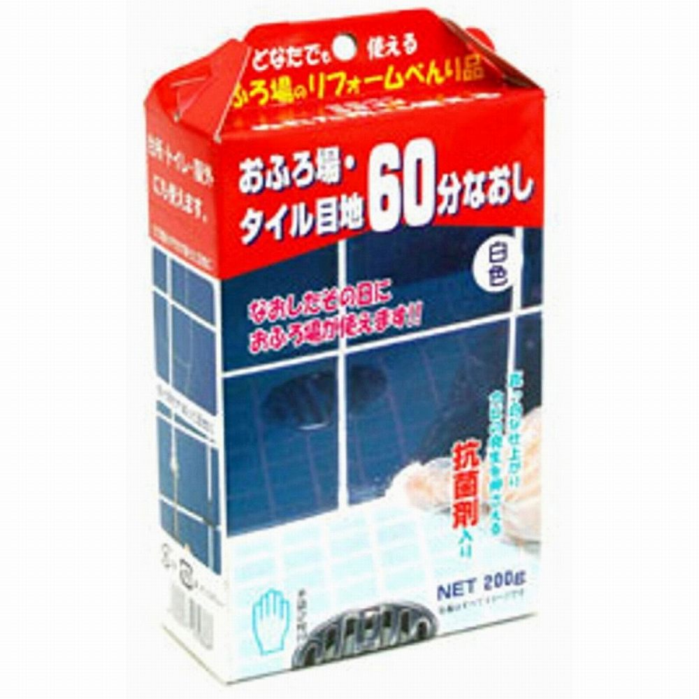 日本ミラコン産業 - タイル目地60分なおし 白(200g) - MR-006 特長 ●浴室、洗面所、トイレ、台所等の狭い範囲のタイル目地のヒビ割れ、欠け落ちをなおします。●硬化時間は約60分なので補修したその日に使えます。●使用量の目安：...