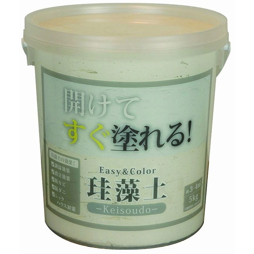 ワンウィル - Easy&Color珪藻土(5kg) オフホワイト 特長 ●今までの珪藻土壁材にはない豊富な色。●ペーストタイプなので攪拌する手間がいりません。●開けたらすぐに塗ることが出来ます。 仕様 ●材質：珪藻土 ご注意 ●ロットによ...