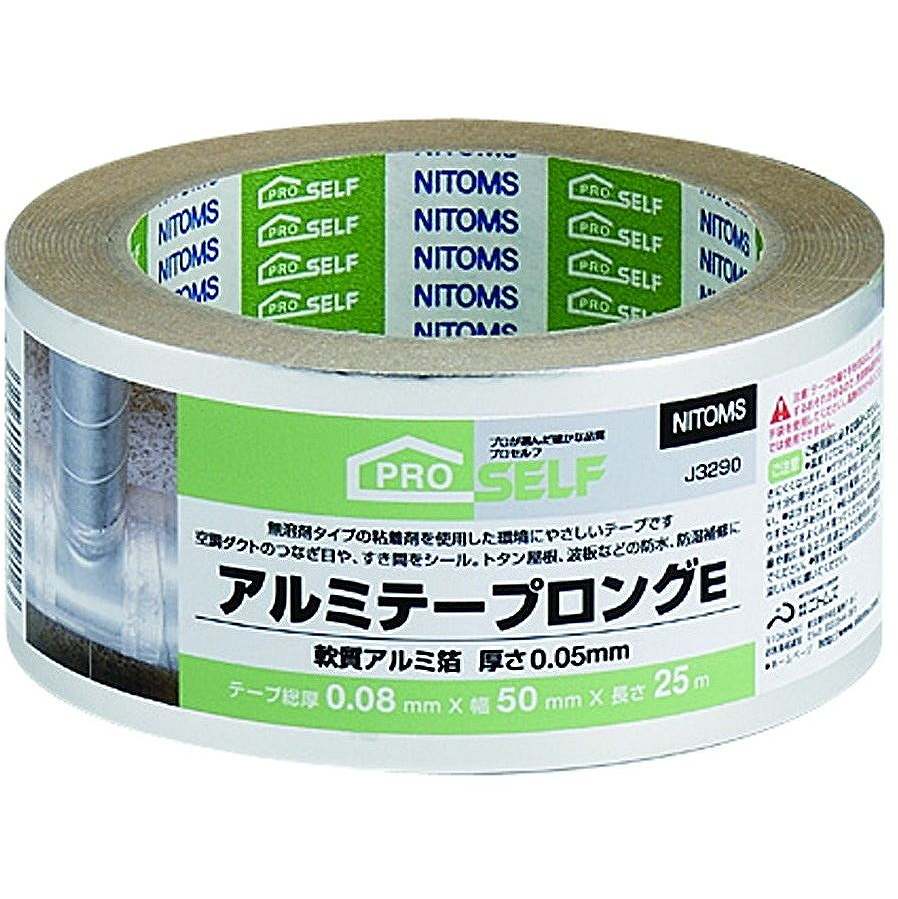 ニトムズ　アルミテープロングE　50X25JAN：4904140792909メーカー：（株）ニトムズ / ブランド：ニトムズ / 原産国：中国特長●長尺タイプで業務用に最適です。●環境に優しいエマルジョン系粘着剤を使用しています。●耐水性・...