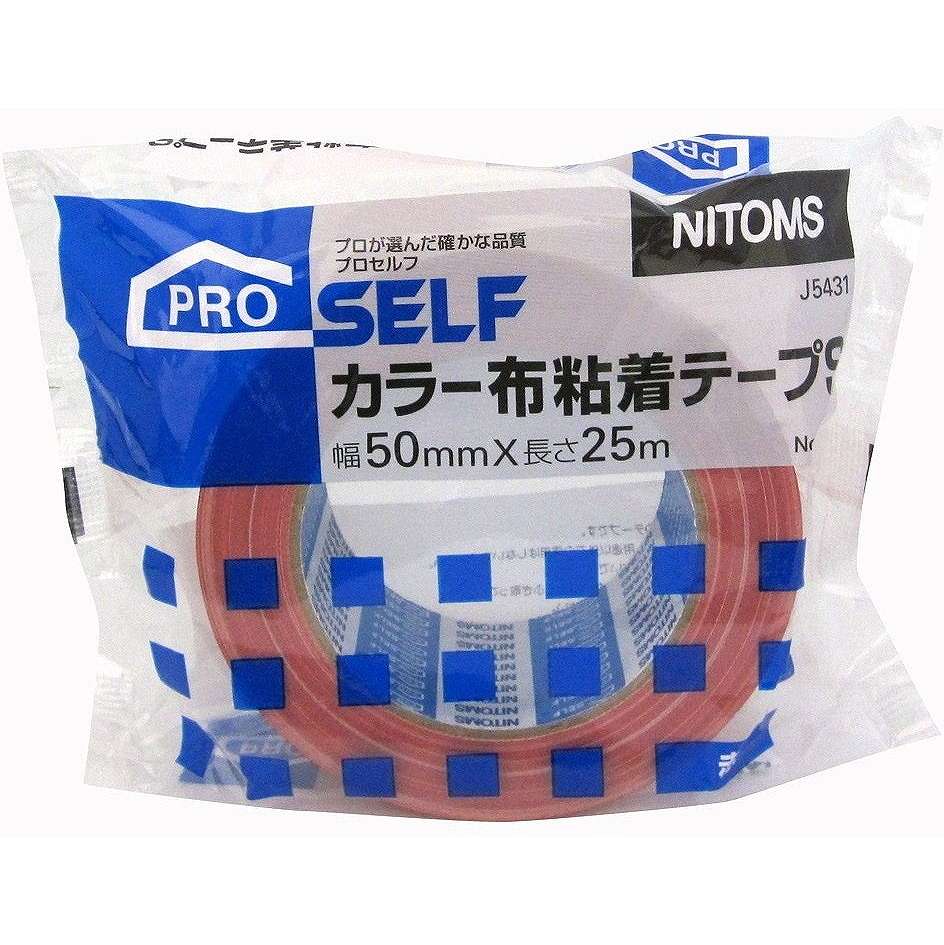 ニトムズ - カラー布粘着テープS No.7562 赤(50mm×25m) - J5431 特長 ●薄くて強力なカラー布テープ。●宅配便・小包などの包装に・掲示物仮止め、補強に。●結束・仮止め・万能補修に。 仕様 ●基材：布＋PE ご注意 ...