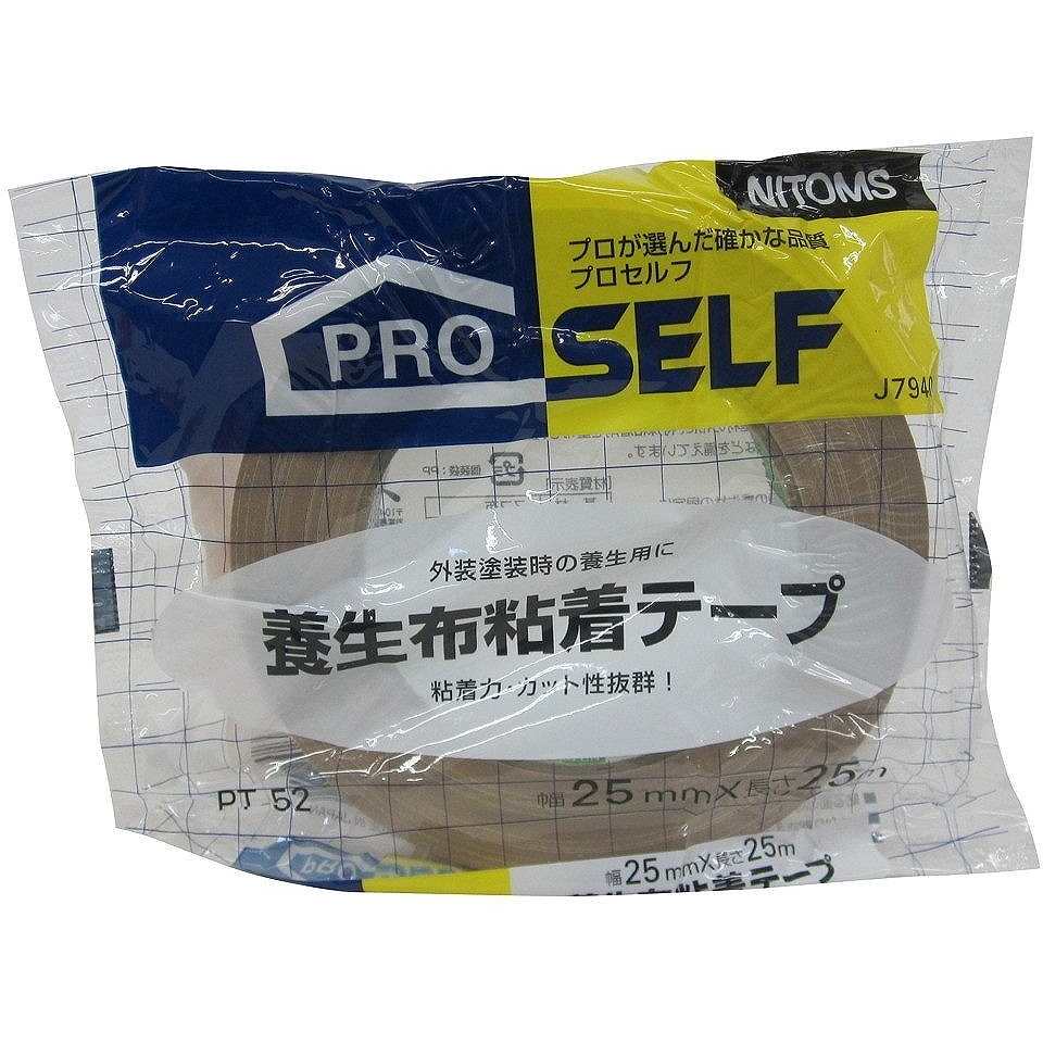ニトムズ - 養生布粘着テープ PT-52(25mm×25m) - J7940 特長 ●耐候性に優れ、季節に関わらず糊残りがほとんどない。●見切りがよく養生にも使用可能。 仕様 ●粘着剤：ゴム系粘着剤●基材：布 ご注意 ●直射日光の当たらな...