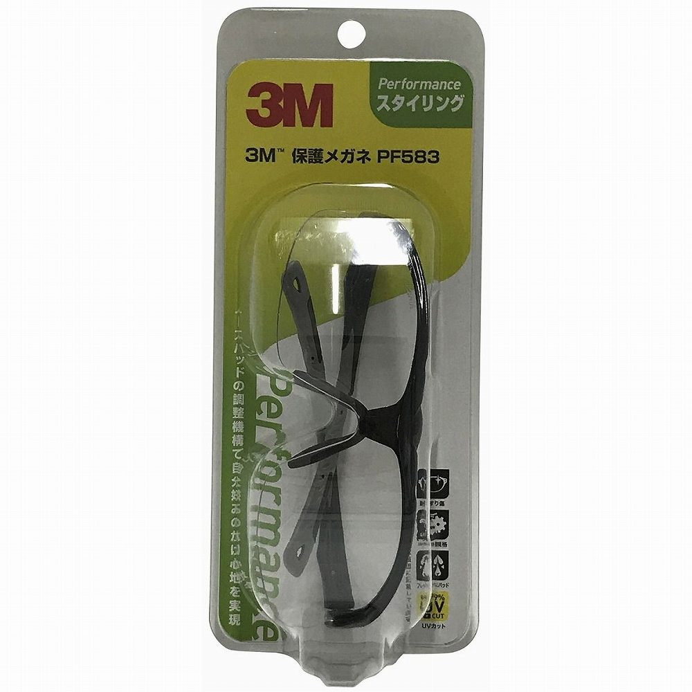 スリーエムジャパン(3M) - 保護メガネ パフォーマンス - PF583 特長 ●日本人の顔の形状にするフレームを採用しています。●レンズ面の周りのクッションパッドが密着し、隙間からの飛散物の侵入を軽減します。●研磨作業、木材切断作業、固...