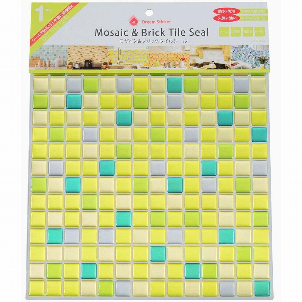 マスターリンクス - Dream Sticker モザイクタイルシール フレッシュグリーン(310mm×310mm×1mm) - TS-4149-BST-5 特長 ●本製品は、透明で滑らかな本物のガラスタイルの雰囲気を再現しています。●キッ...
