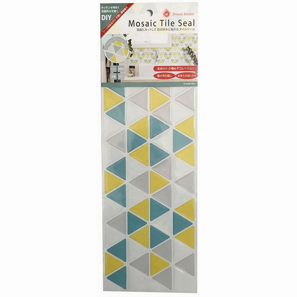 マスターリンクス - Dream Sticker モザイクタイルシール スプリング(376mm×134mm×1mm) - TS-5498-TRI-4 特長 ●本製品は、透明で滑らかな本物のガラスタイルの雰囲気を再現しています。●キッチン・洗...