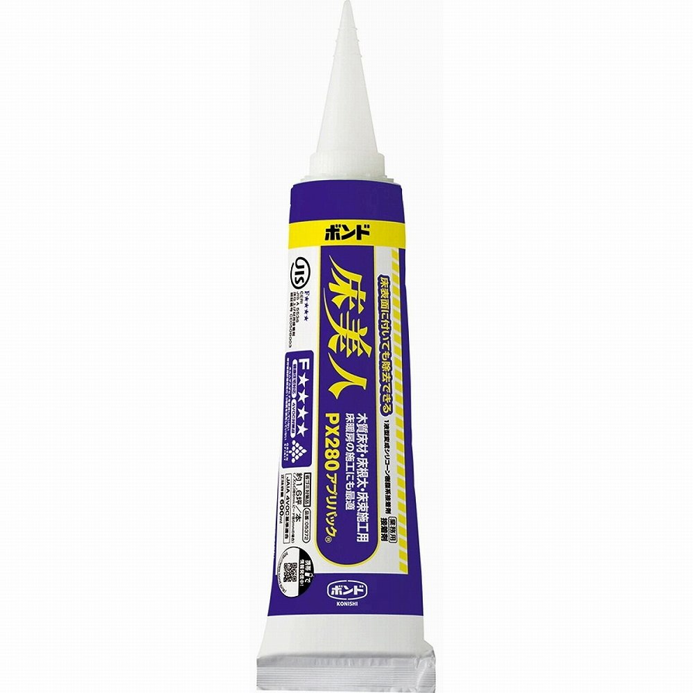 コニシ - ボンド 床美人PX280 アプリパック(600ml) 特長 ●木質系フローリング仕上げ材と木質下地材の接着。●床根太の接着。●床暖房用木質床材の接着。●鋼製束、プラスチック束の接着。 仕様 ●主成分：変成シリコン樹脂形 ご注意 ...